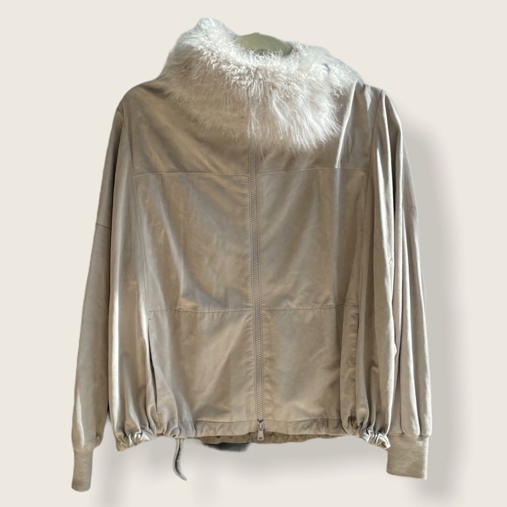 Brunello Cucinelli Neutral-Colored Suede Jacket - Gem